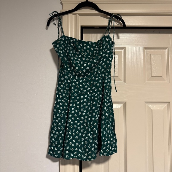 Reformation | Dresses | Reformation Green Floral Dress With Spaghetti ...